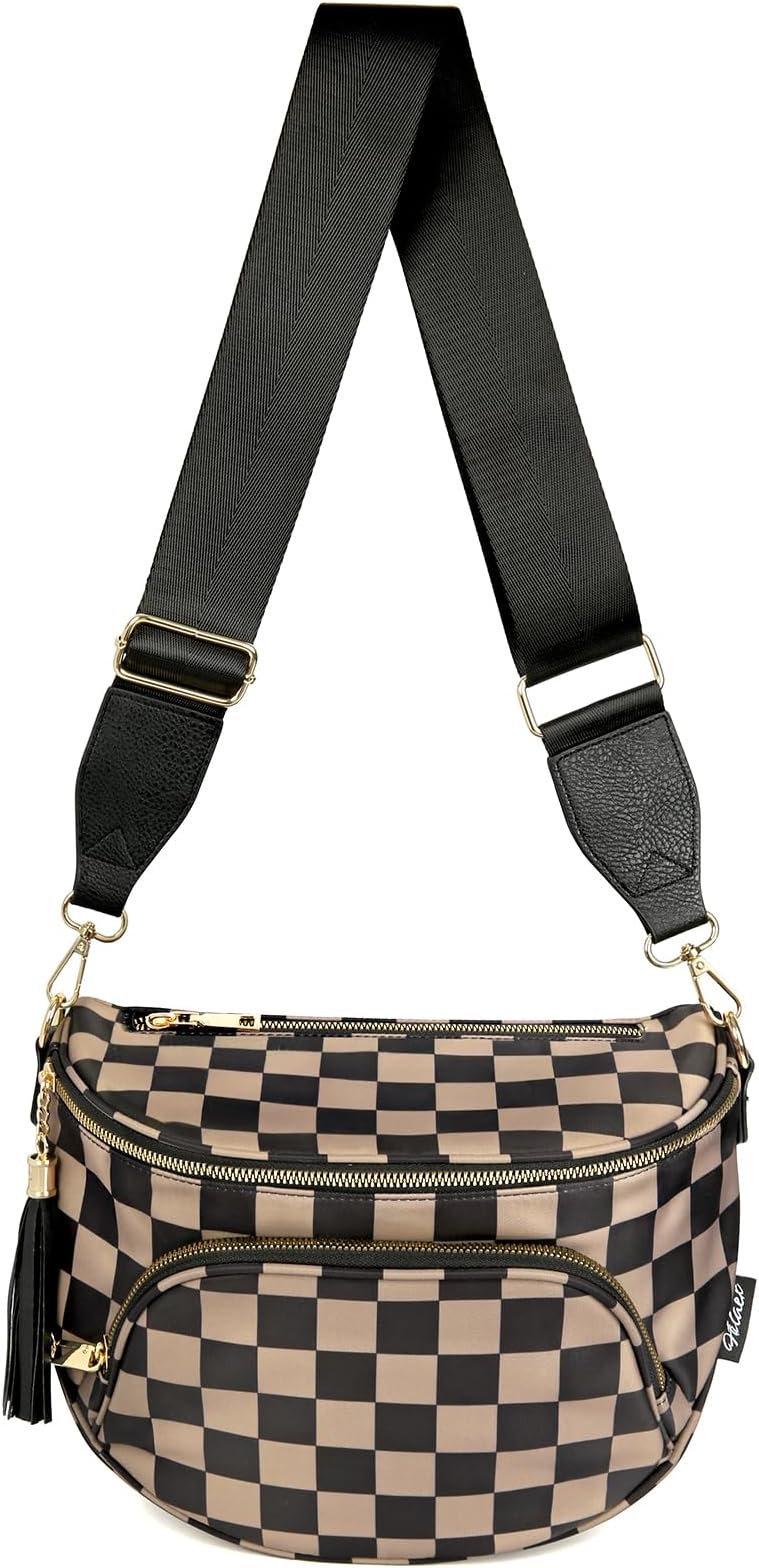 Checkered Crossbody Bag Anti Spacious Bum Bags for Women Nylon Fanny ...