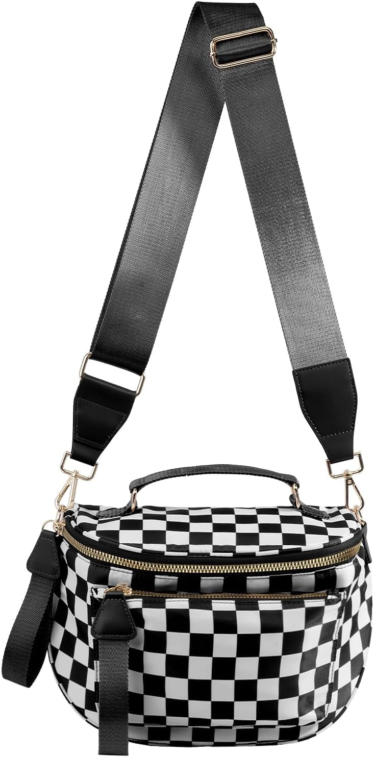 Checkered Crossbody Bag Bum Bag For Women,Spacious Checkered Purse ...
