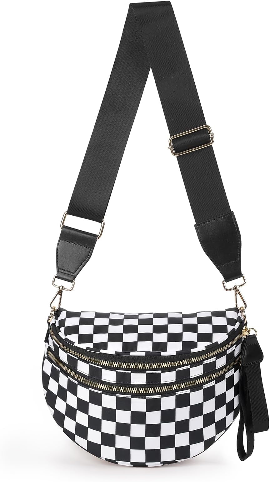 Checkered Crossbody Bag, Bum Bags for Women Crossbody, Nylon Crossbody ...