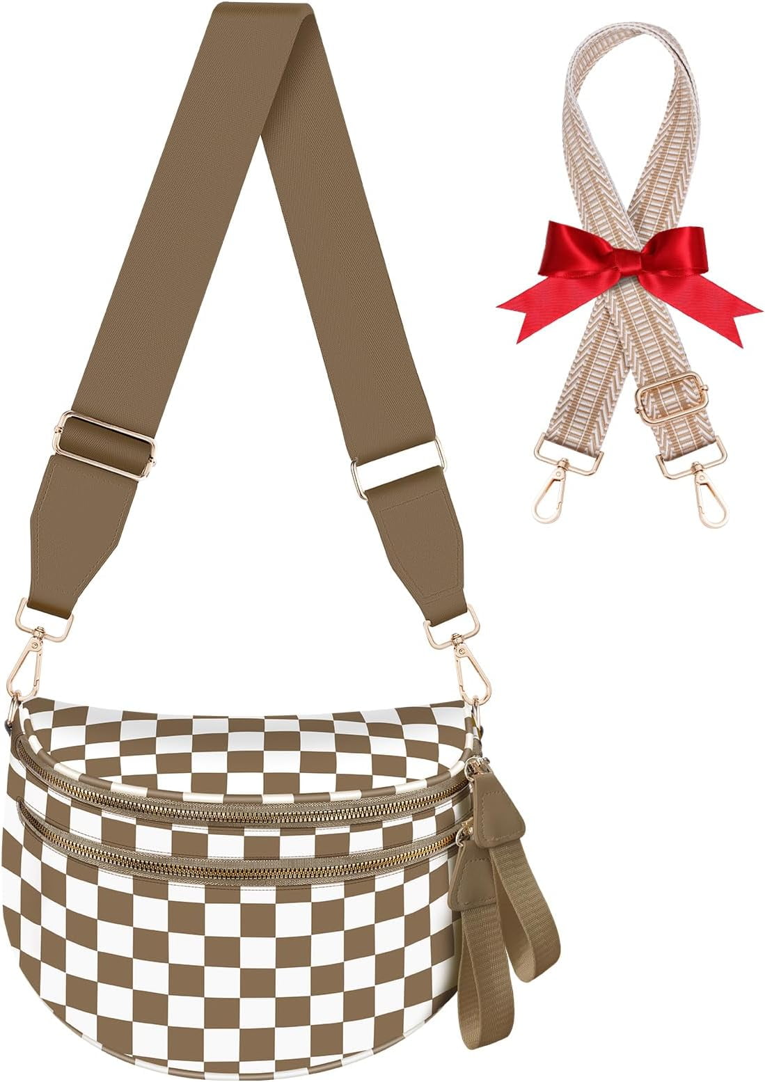 Checkered Crossbody Bag Bum Bags for Women Large Nylon Checkered Purse ...