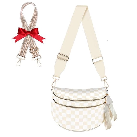 Checkered Crossbody Bag Bum Bags for Women Large Nylon Checkered Purse ...