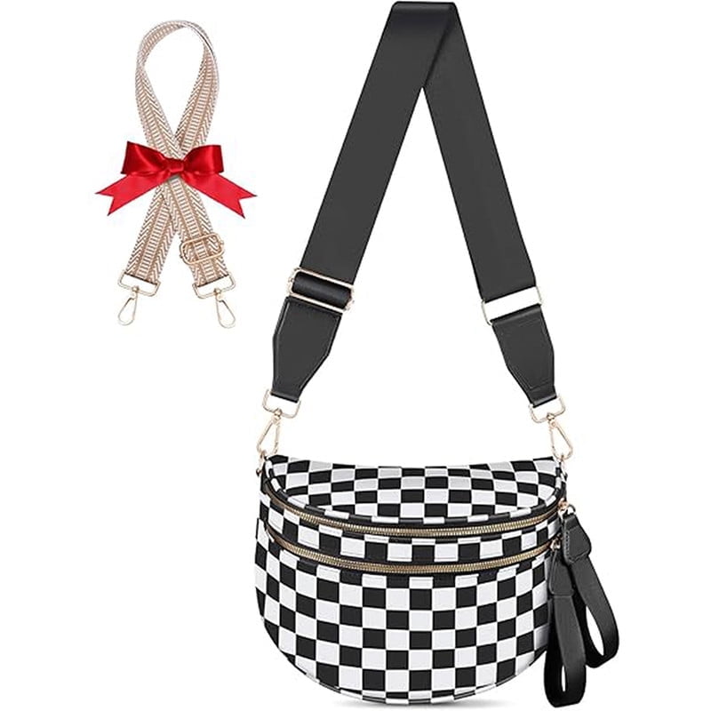 Checkered Crossbody Bag Bum Bags for Women Large Nylon Checkered Purse ...