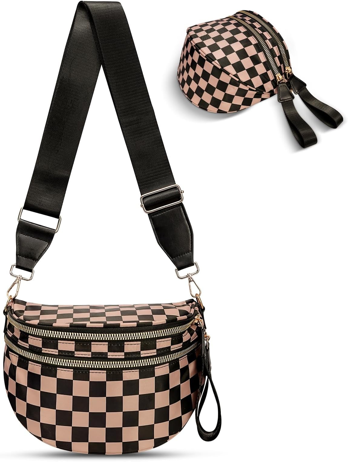 Checkered Crossbody Bag,Nylon Bum Bags for Women Crossbody,Spacious ...