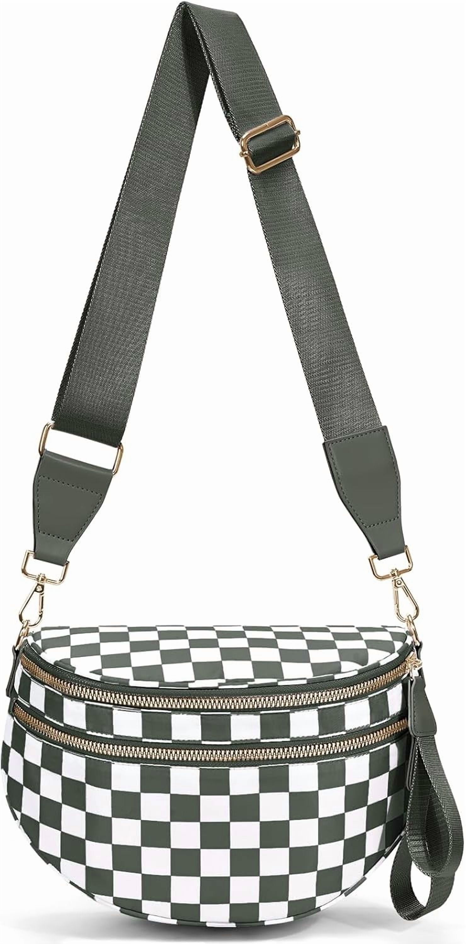 Checkered Crossbody Bag,Spacious Bum Bags for Women Nylon Crossbody ...