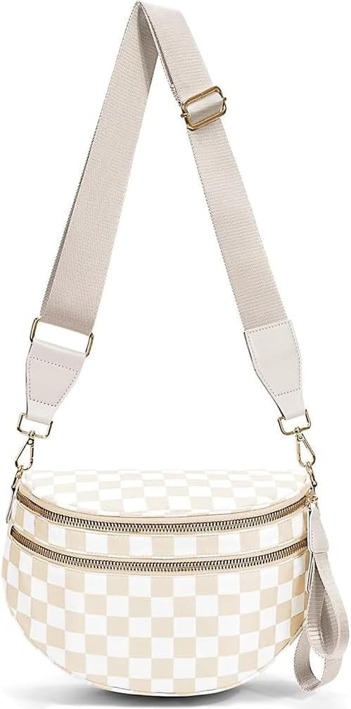 Checkered Crossbody Bag for Women - Nylon Bum Bag, Women's Crossbody ...