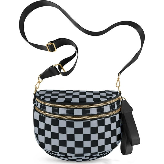 Checkered Crossbody Bags for Women, Large Nylon Bum Bags Plus Size ...