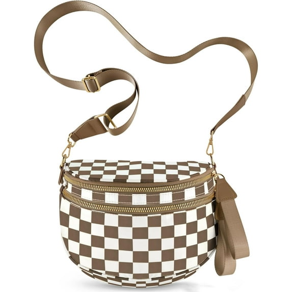 Checkered Crossbody Bags for Women, Large Nylon Bum Bags Plus Size ...