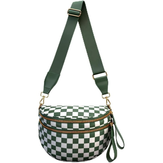 Checkered Crossbody Bags for Women Large Nylon Bum Bags Purse Fanny ...