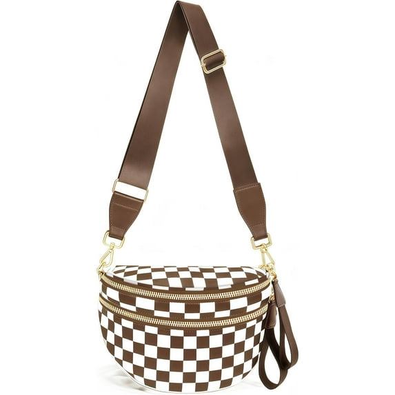 Checkered Crossbody Bags for Women Nylon Bum Bag Spacious Trendy Fanny ...