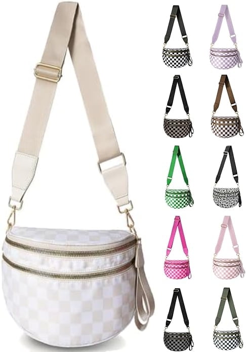 Checkered Crossbody Bum Bag for Women Nylon Checkereds Crossbody Bag ...