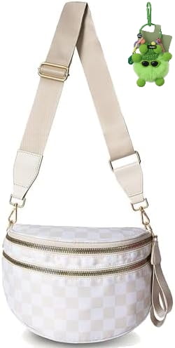 Checkered Crossbody Bum Bag for Women Nylon Checkereds Crossbody Bag ...