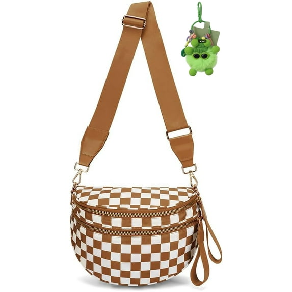 Checkered Crossbody Bum Bag for Women Nylon Checkereds Crossbody Bag ...