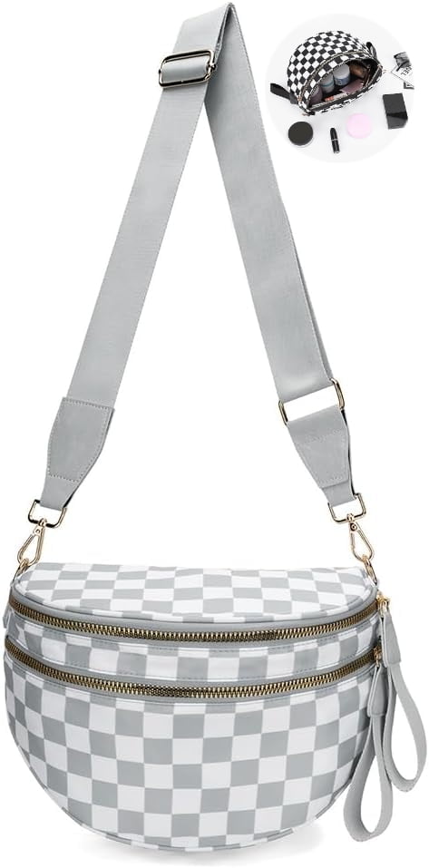 Checkered Crossbody Bum Bag for Women Nylon Checkereds Crossbody Bag ...