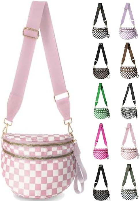 Checkered Crossbody Bum Bag for Women Nylon Checkereds Crossbody Bag ...