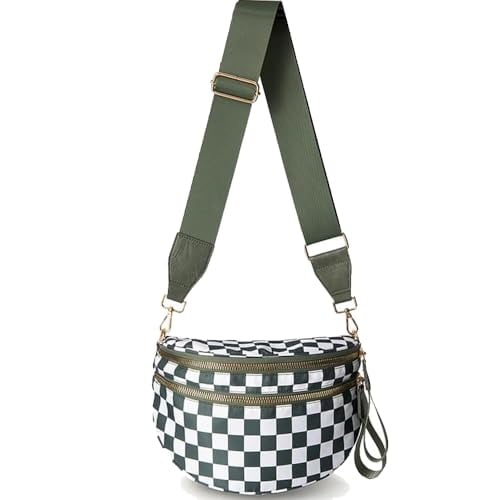 Checkered Crossbody Bum Bag for Women Nylon Checkereds Crossbody Bag ...