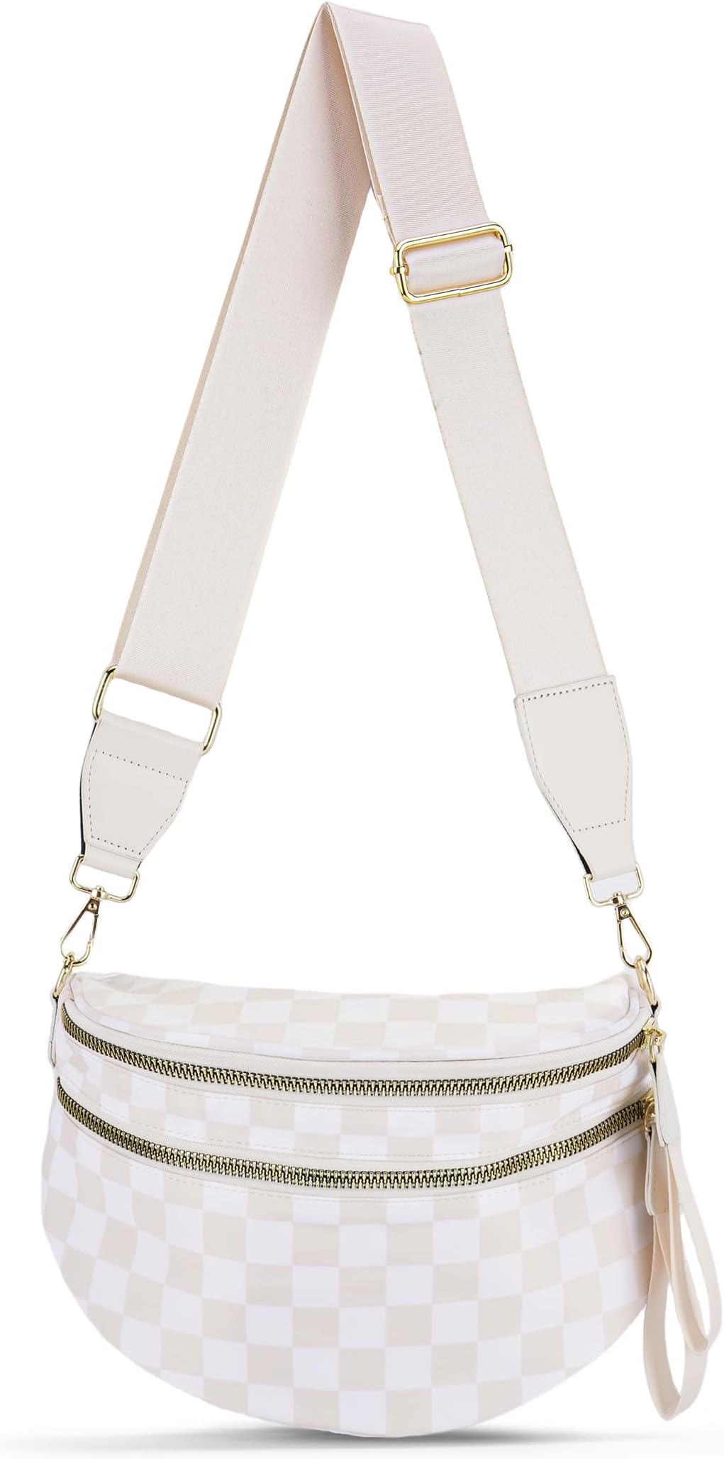 Checkered Crossbody Bum Bags for Women Nylon Checkered Purse Fanny ...