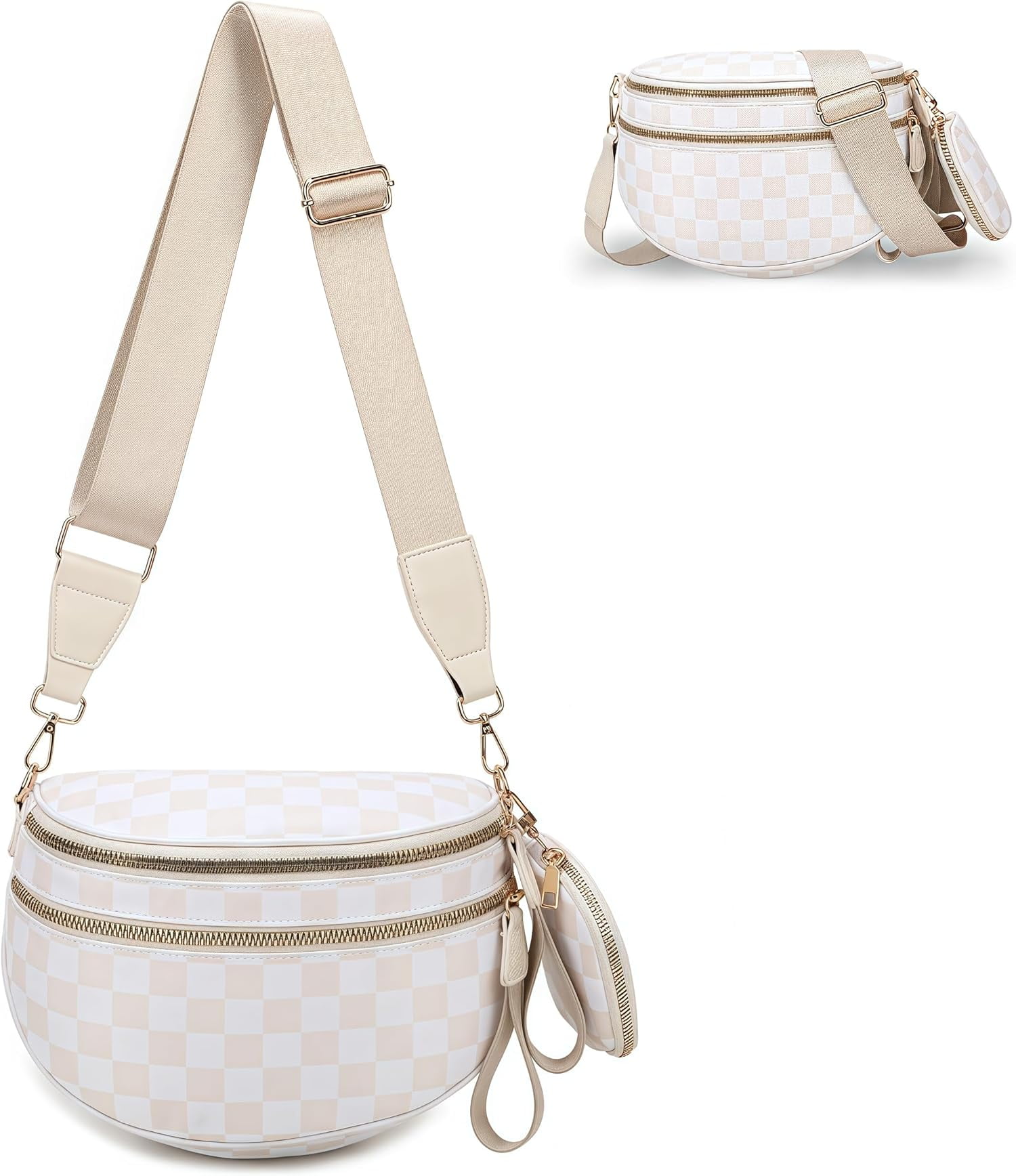 Checkered Crossbody Bum Bags for Women, Nylon Sling Bags with Strap ...