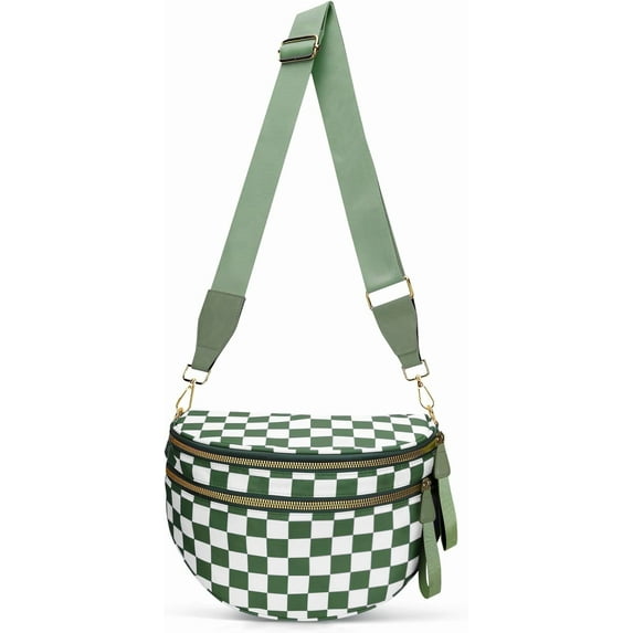 Checkered Crossbody Bum Bags for Women, Spacious Nylon Sling Bag Fanny ...
