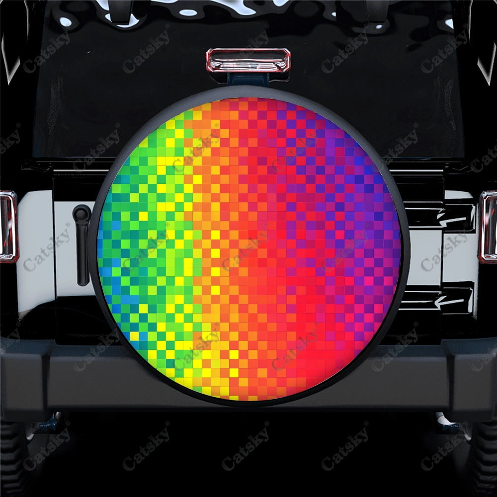 Checkered Design Polyester Universal Spare Wheel Tire Cover Custom Tire ...