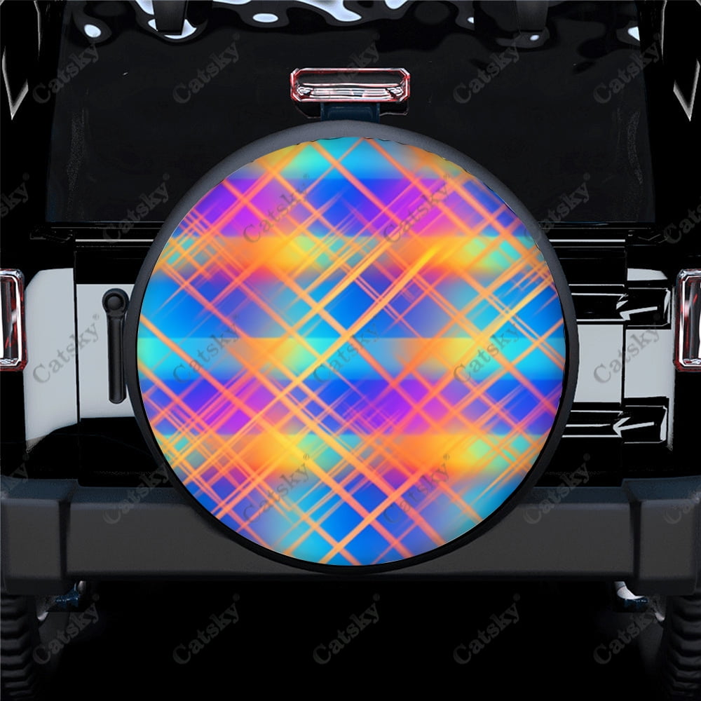 Checkered Design Polyester Universal Spare Wheel Tire Cover Custom Tire ...