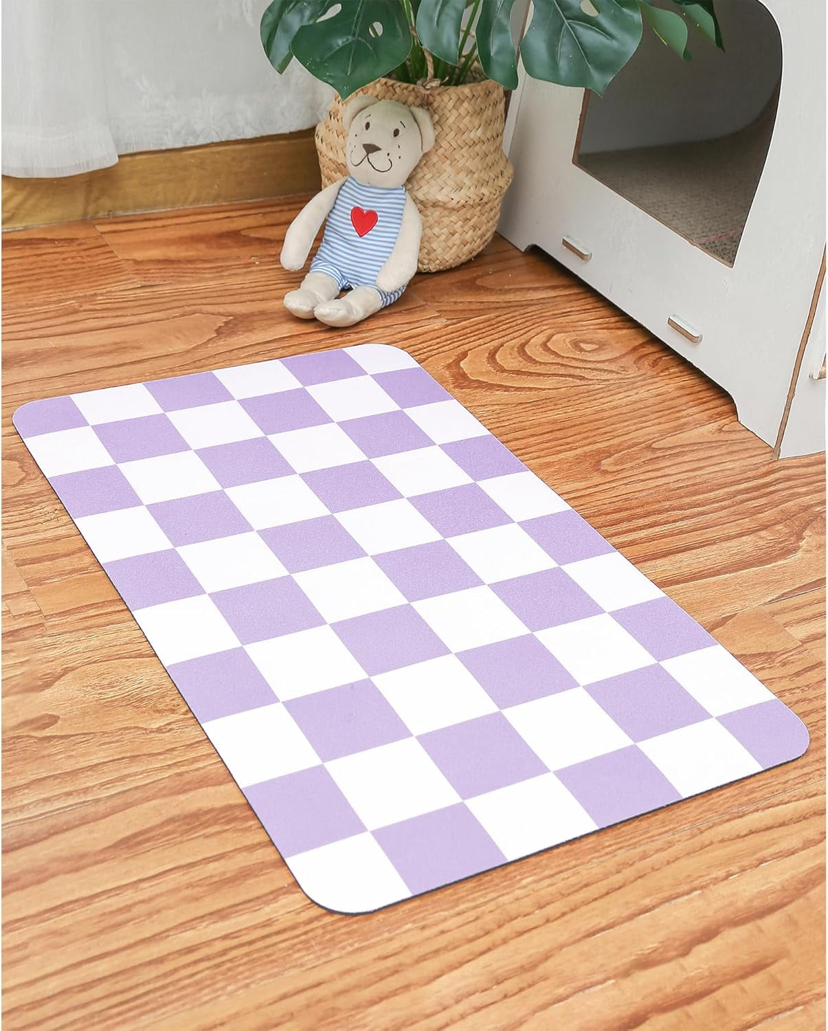 Checkered Dog Feeding Mat, Absorbent Mats for Dog Food and Water Bowl ...