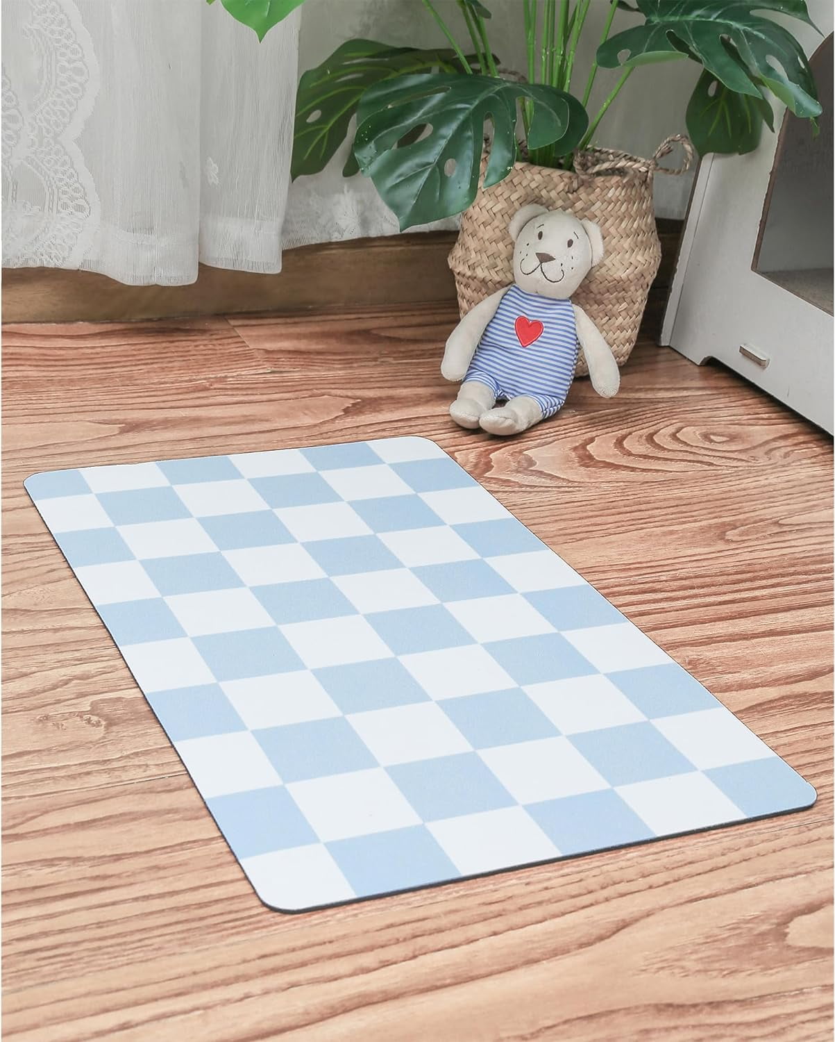 Checkered Dog Feeding Mat, Absorbent Mats for Dog Food and Water Bowl ...