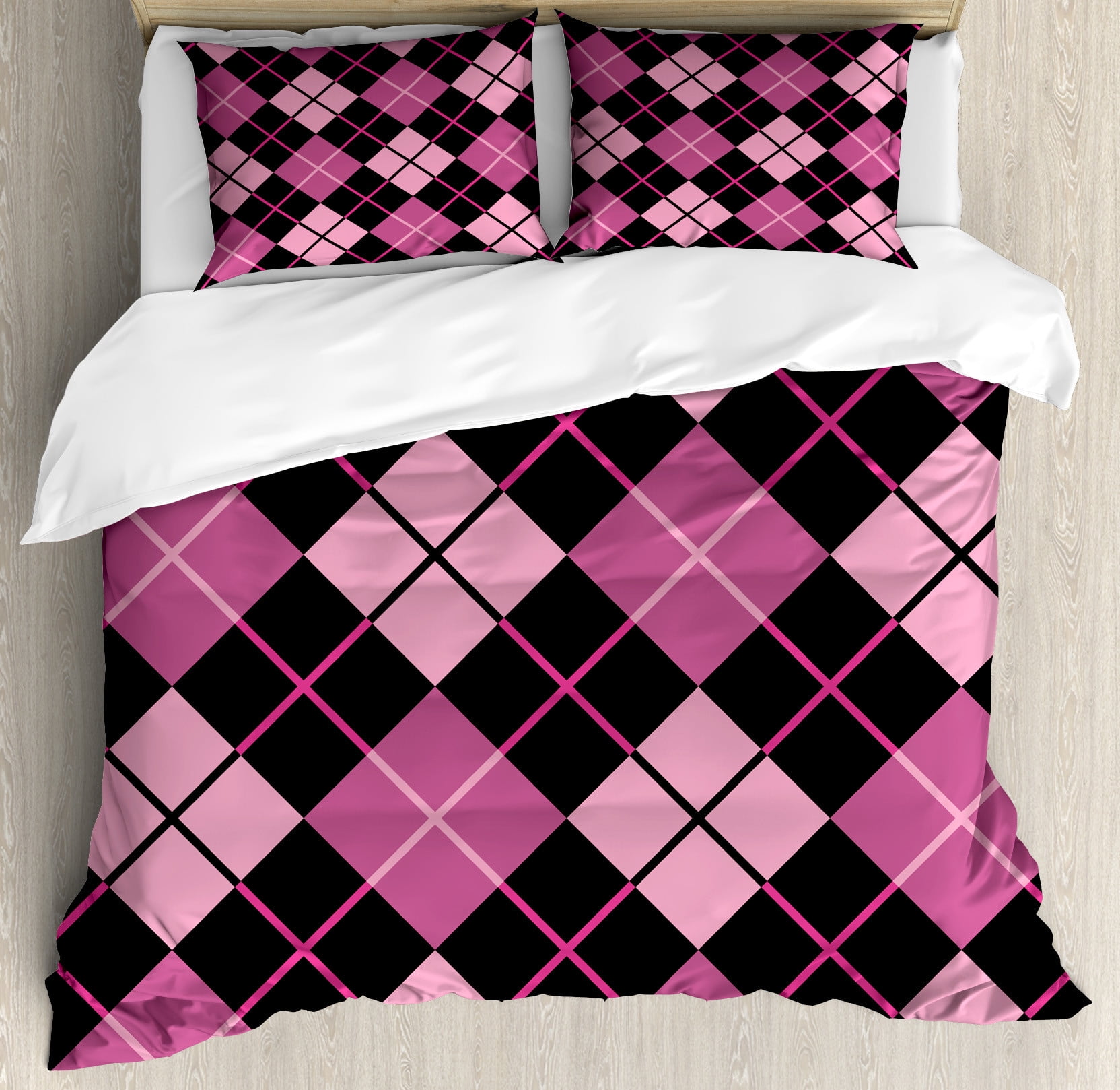 Checkered Duvet Cover Set, Crosswise Striped Mosaic Pattern Squares ...