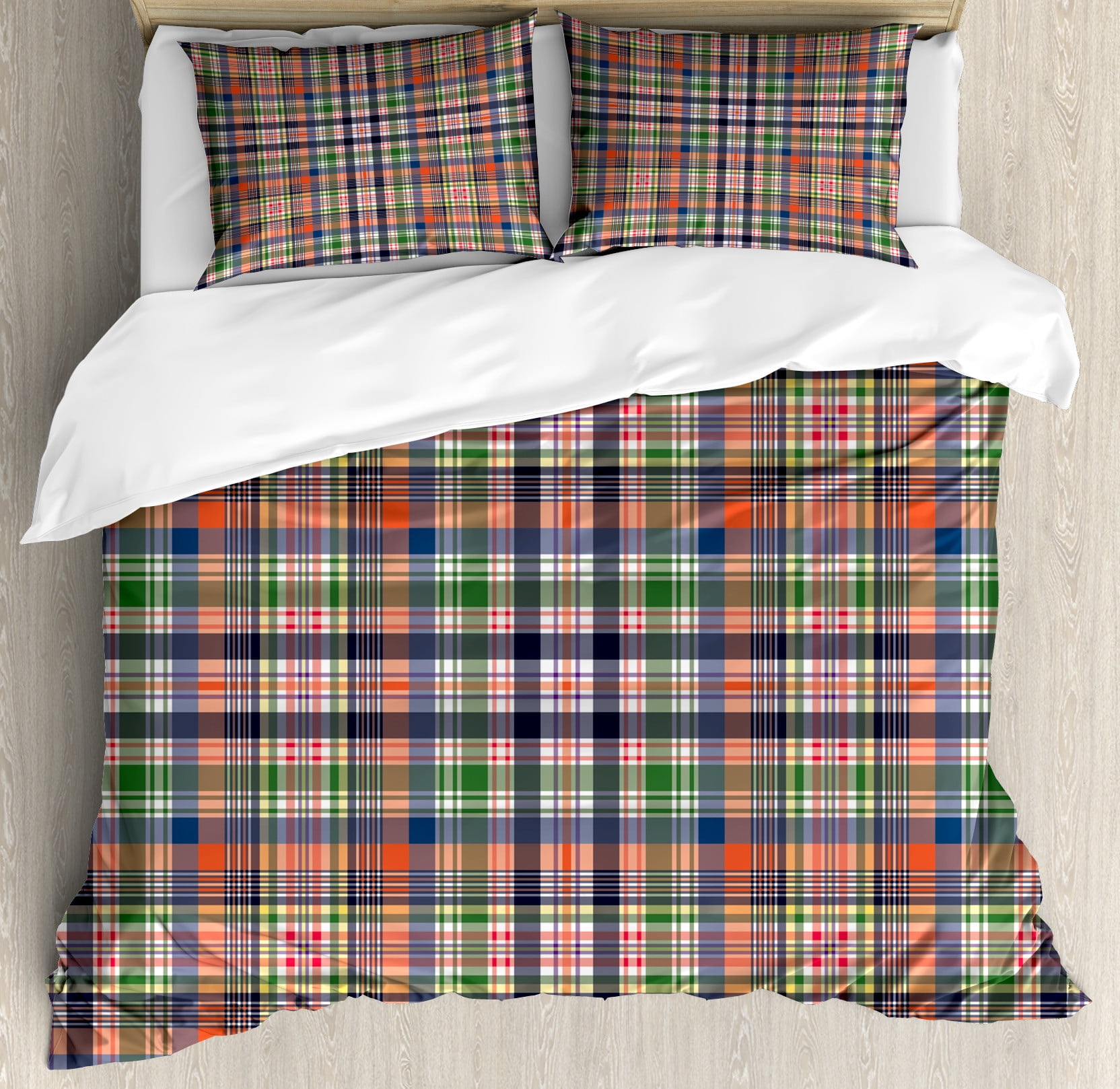 Checkered Duvet Cover Set, Dark Colorful Abstract Design Dense ...