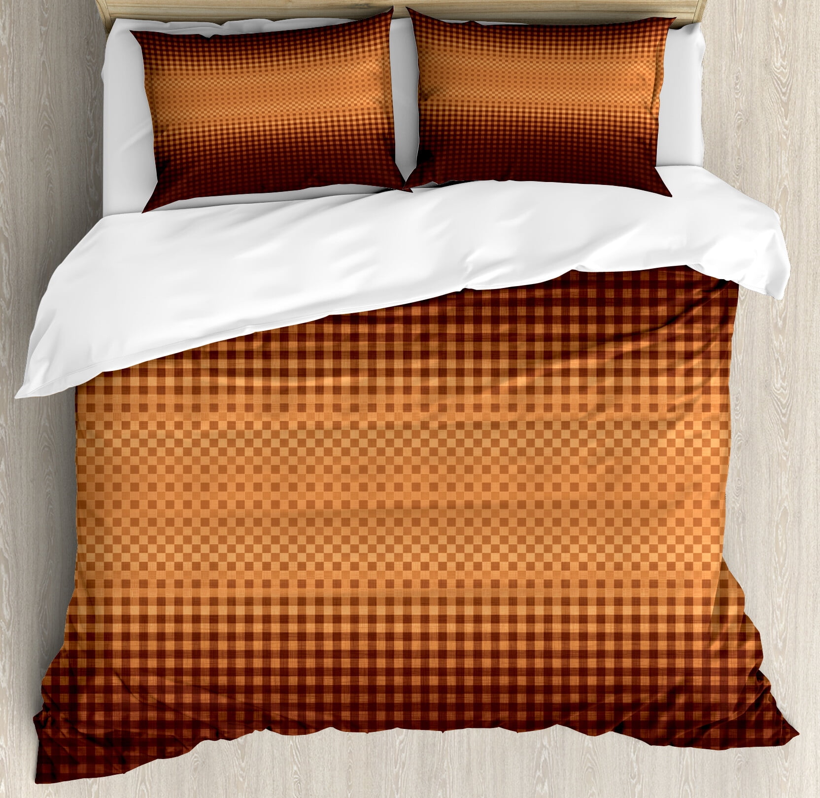 Checkered Duvet Cover Set, Grid Pattern with Vignette Effect Squares ...
