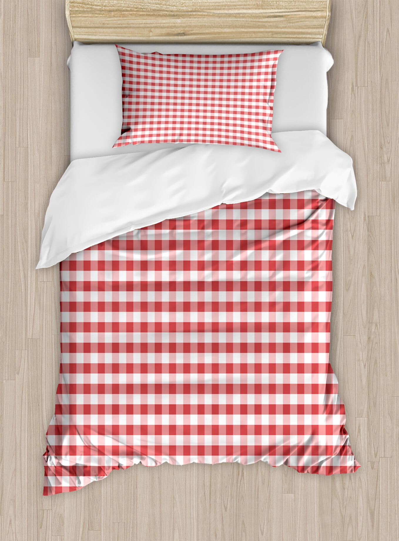 Checkered Duvet Cover Set, Horizontally Striped Design Gingham Inspired ...