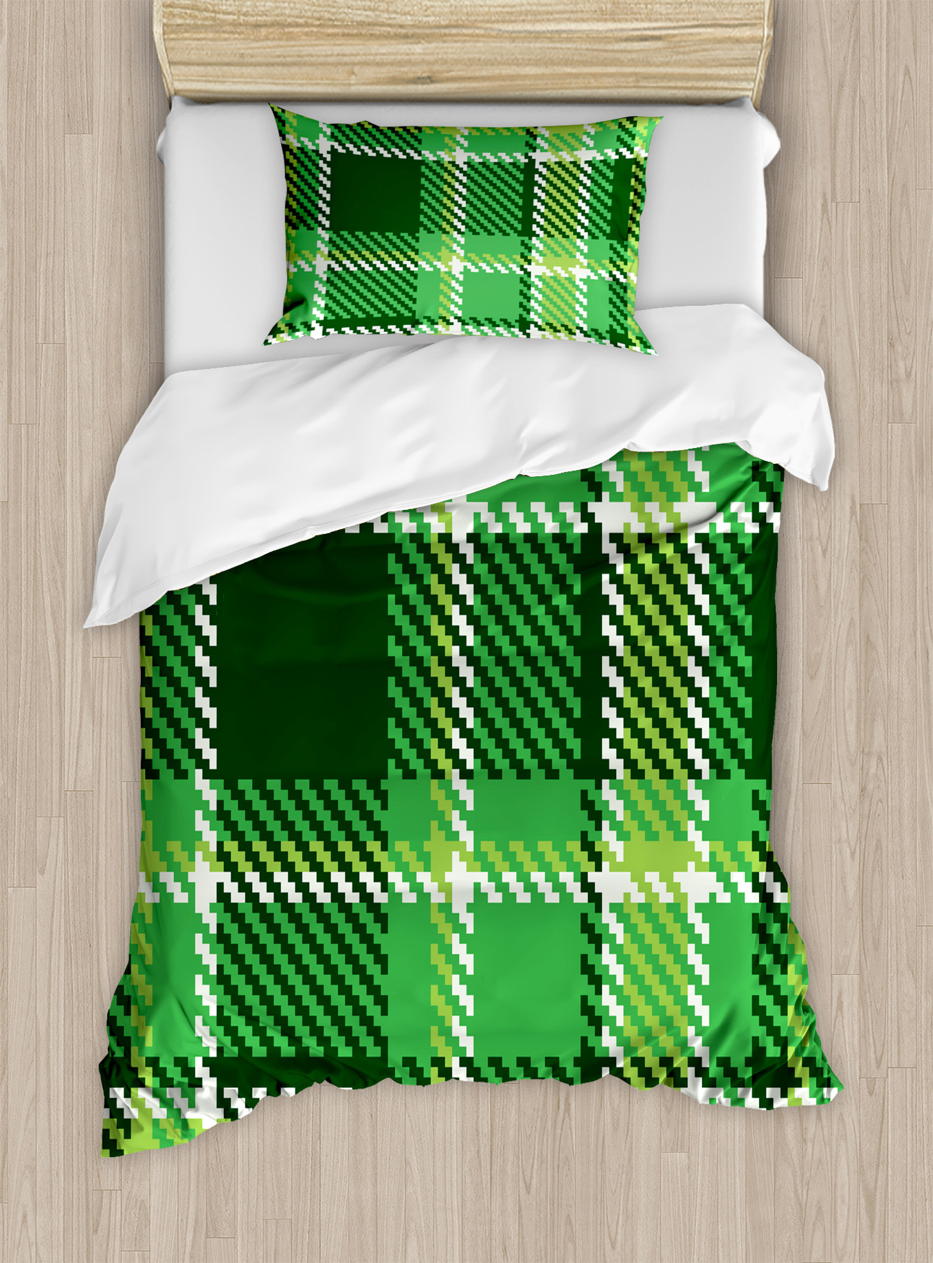 Checkered Duvet Cover Set, Old Fashioned Irish British Tile Mosaic in ...