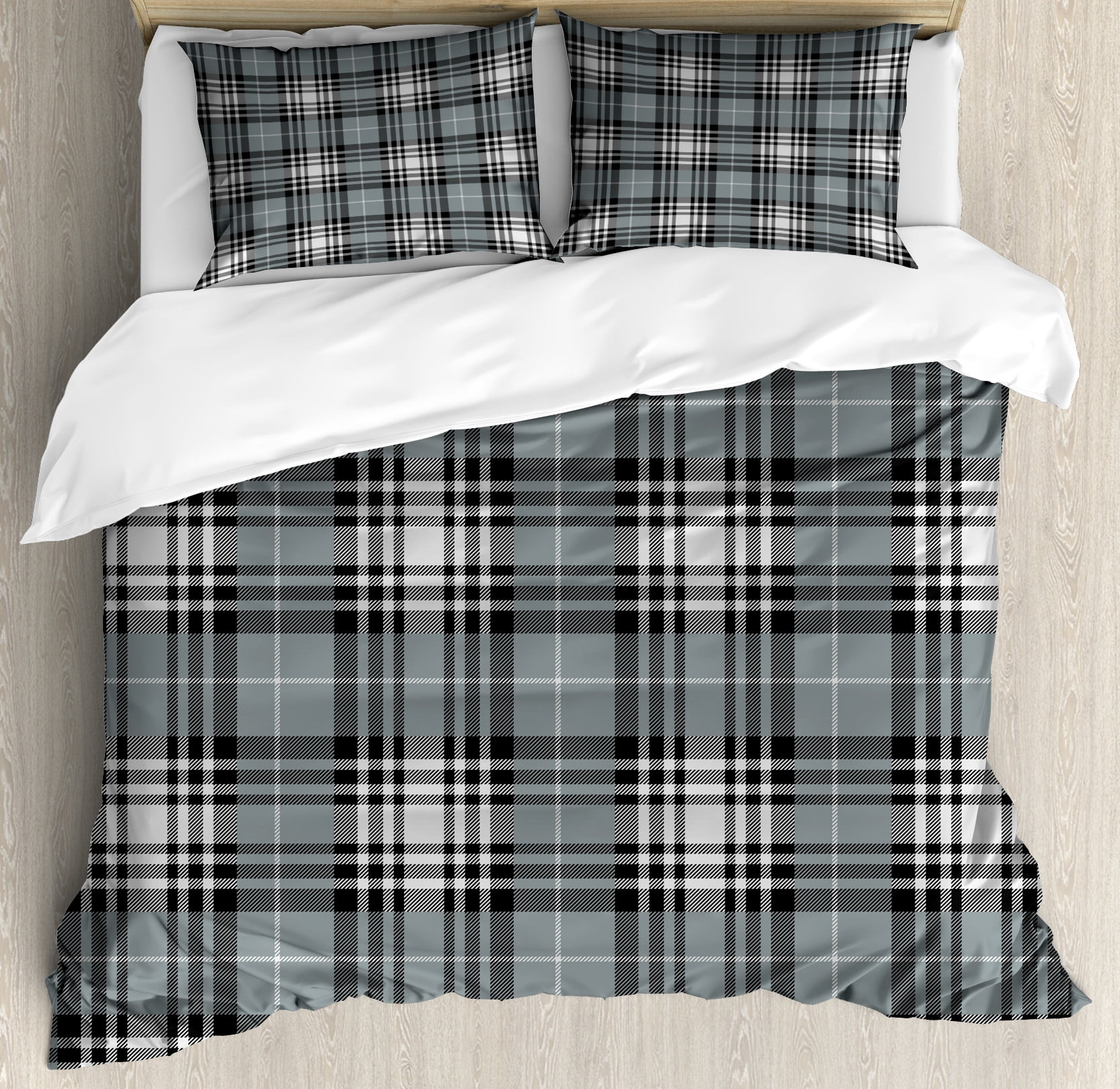 Checkered Duvet Cover Set, Old Fashioned Plaid Tartan Dark Colors ...