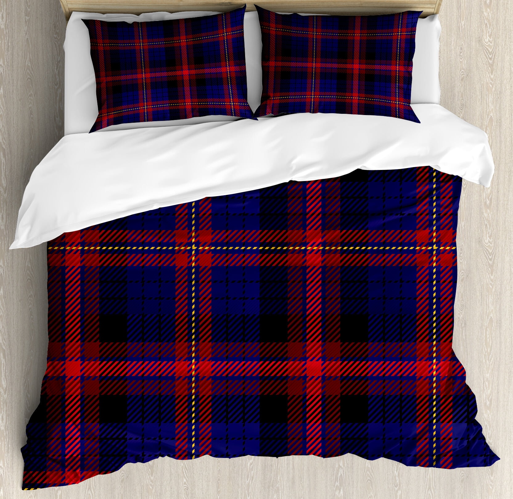 Checkered Duvet Cover Set, Vibrant Colored Old Fashion Pattern ...