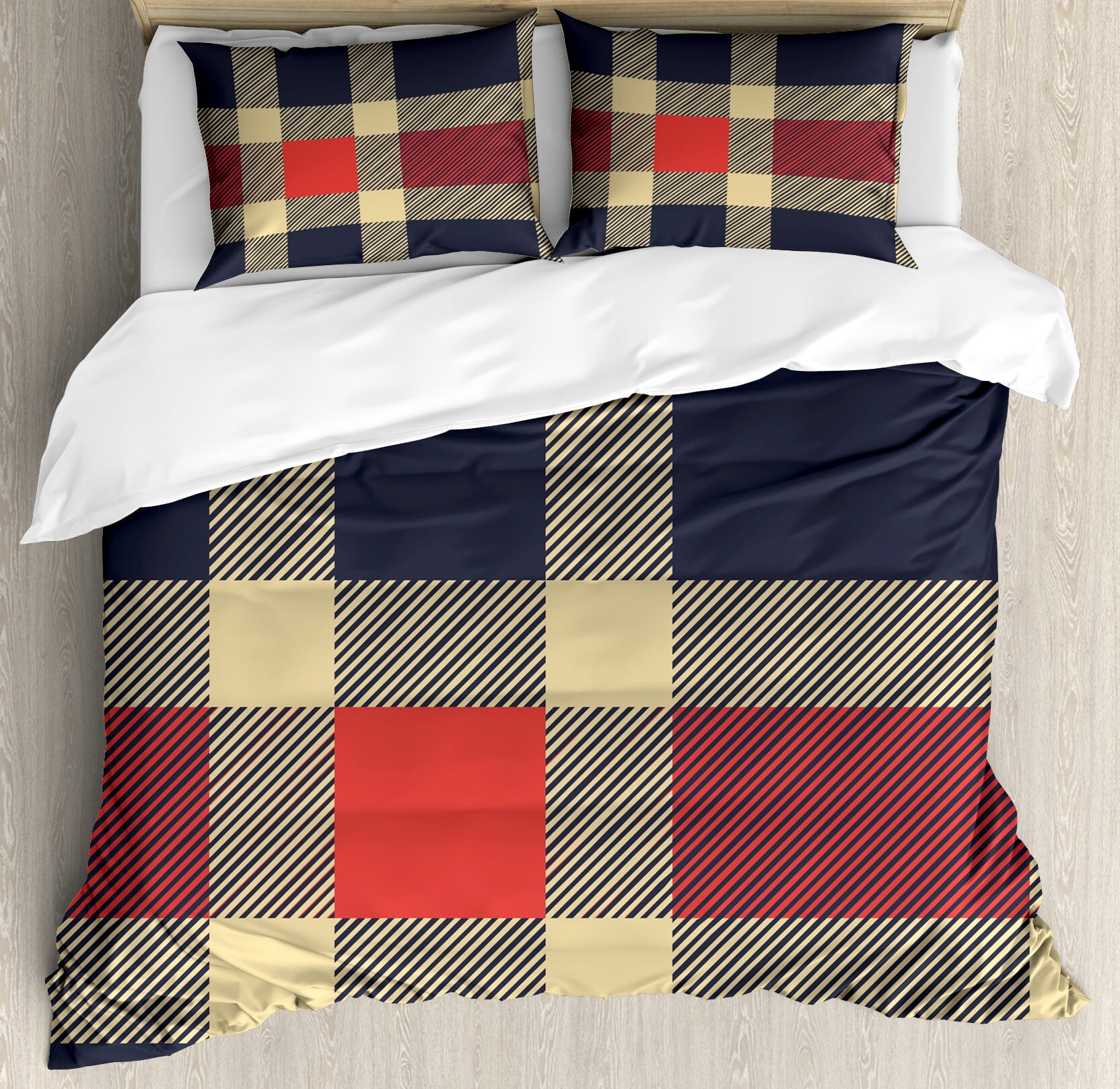 Checkered Duvet Cover Set, Vintage Plaid Scottish Tartan Pattern with ...