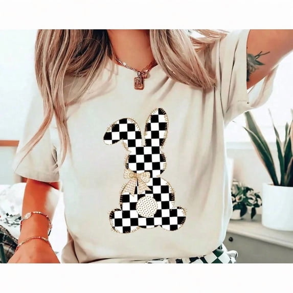 Checkered Easter Bunny Shirt For Women & Teens | Preppy Coquette Spring ...