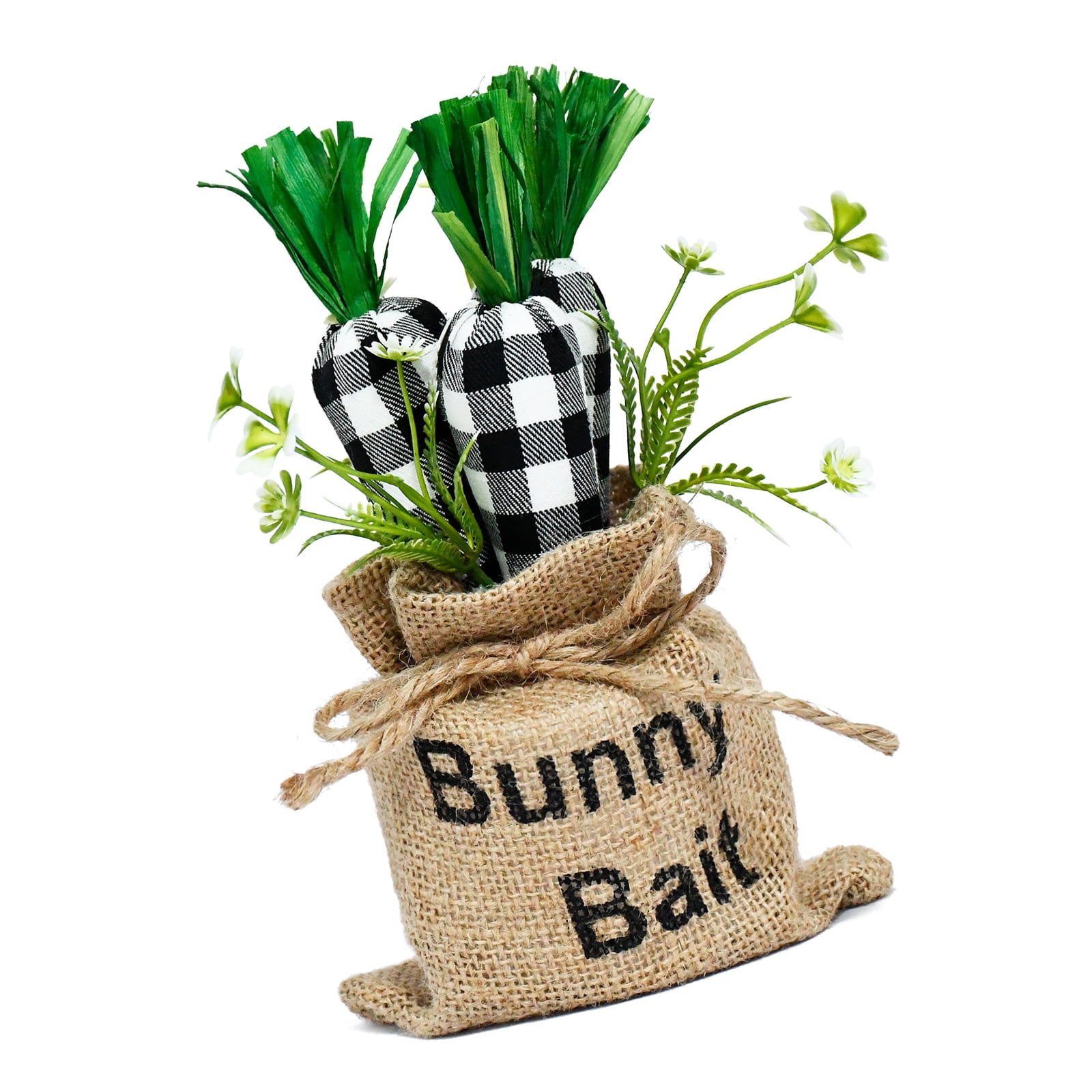 Checkered Fabric Carrot Figurine with Burlap Bag Set for Home Office ...