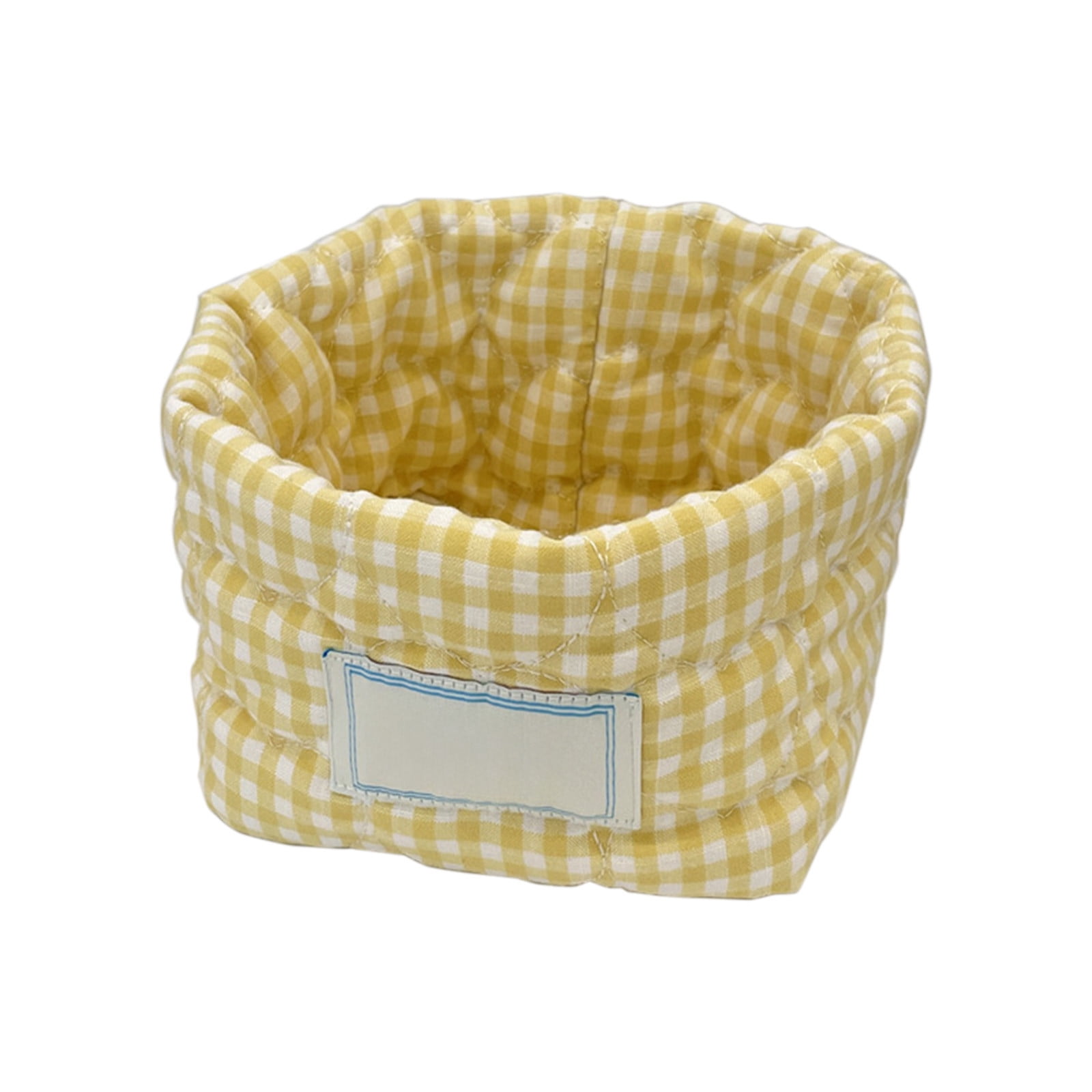 Checkered Fabric Storage Basket, Small Desktop Organizer for Cosmetics ...