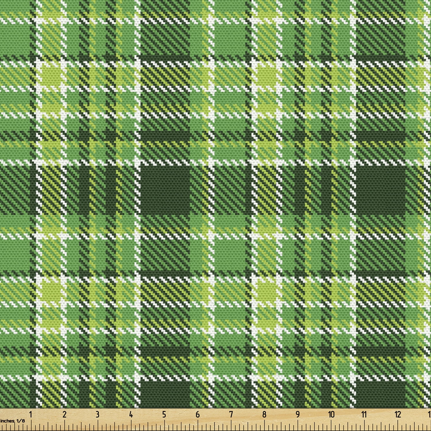Ambesonne Checkered Fabric by the Yard Upholstery, Irish Mosaic Green ...