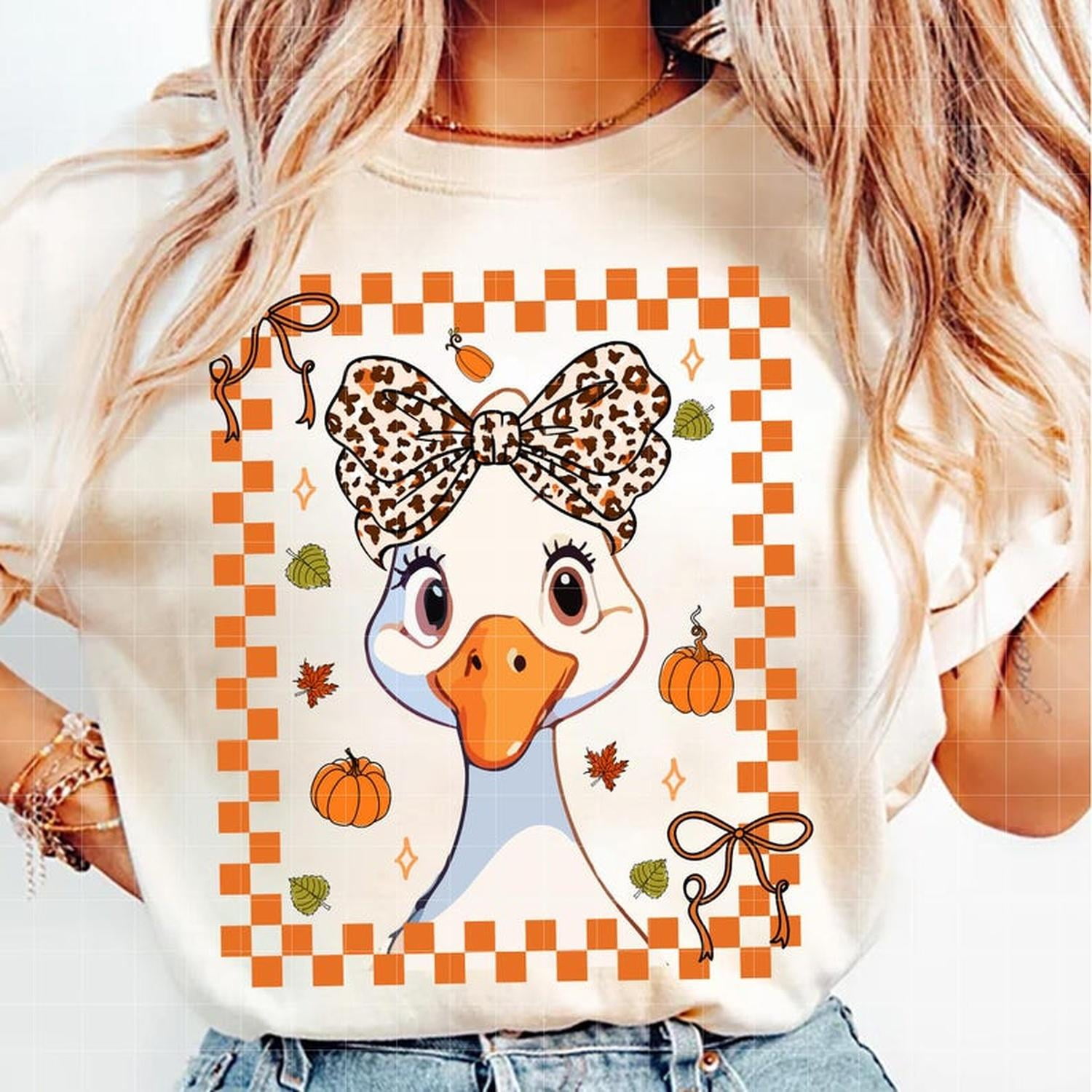Checkered Fall Goose PNG, Fall Coquette png, Autumn png, Leopard Bows ...