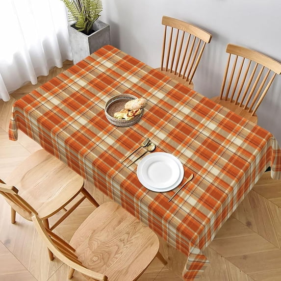 Checkered Fall Tablecloth Rectangle 60x102 Inch,Burnt Orange Retro ...