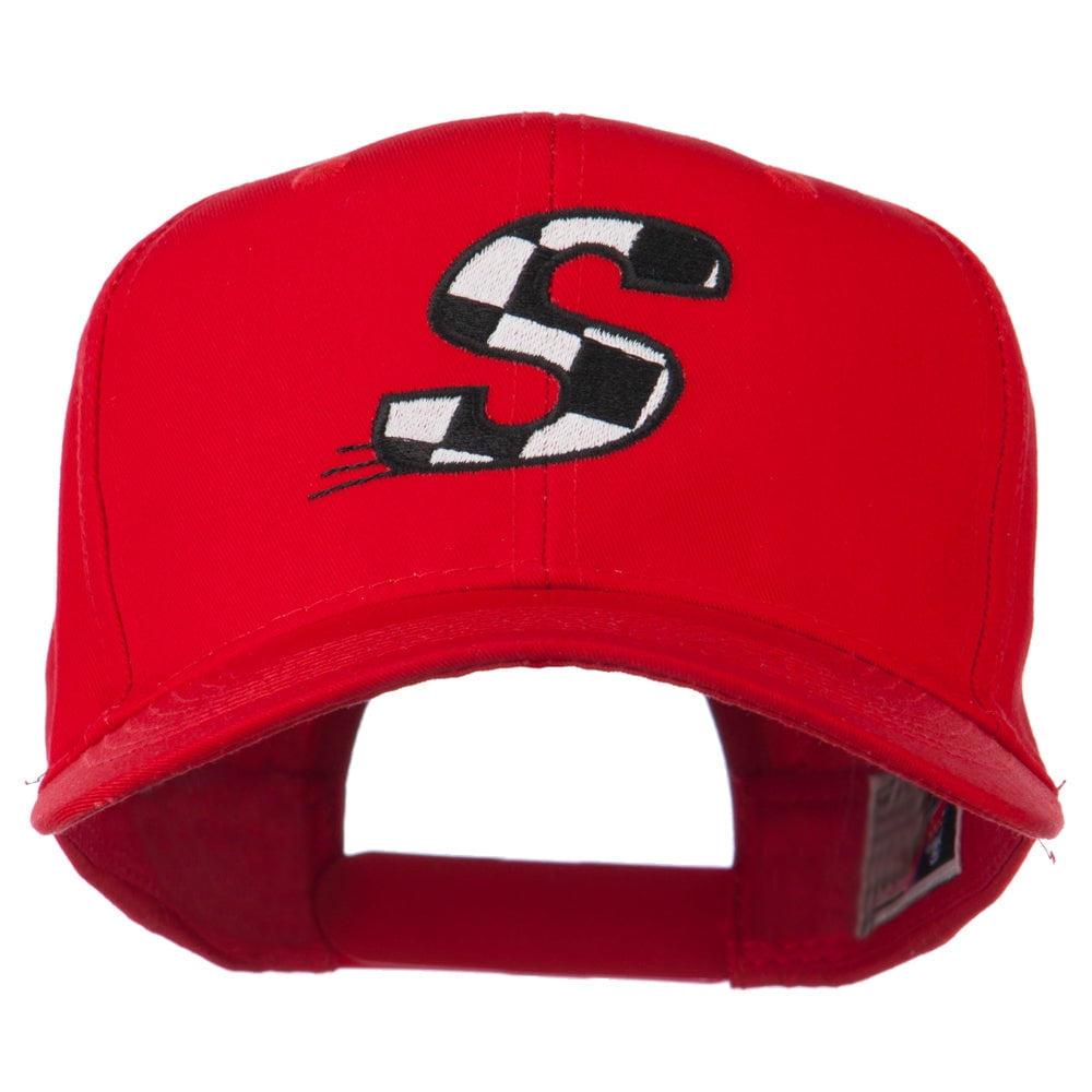 Checkered Flag Alphabet Embroidered Red High Profile Cap - 4764 OSFM ...