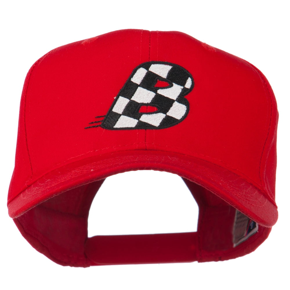 Checkered Flag Alphabet Embroidered Red High Profile Cap - B OSFM ...