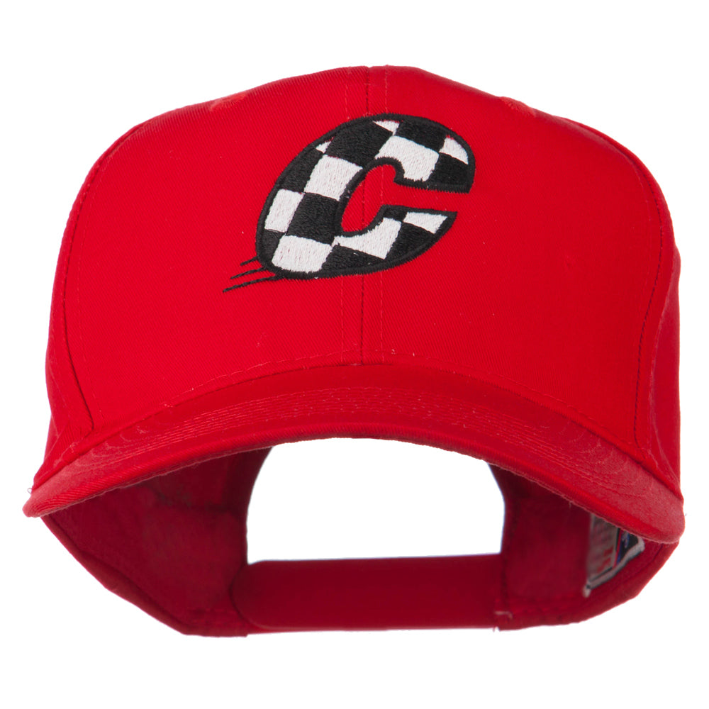 Checkered Flag Alphabet Embroidered Red High Profile Cap - C OSFM ...