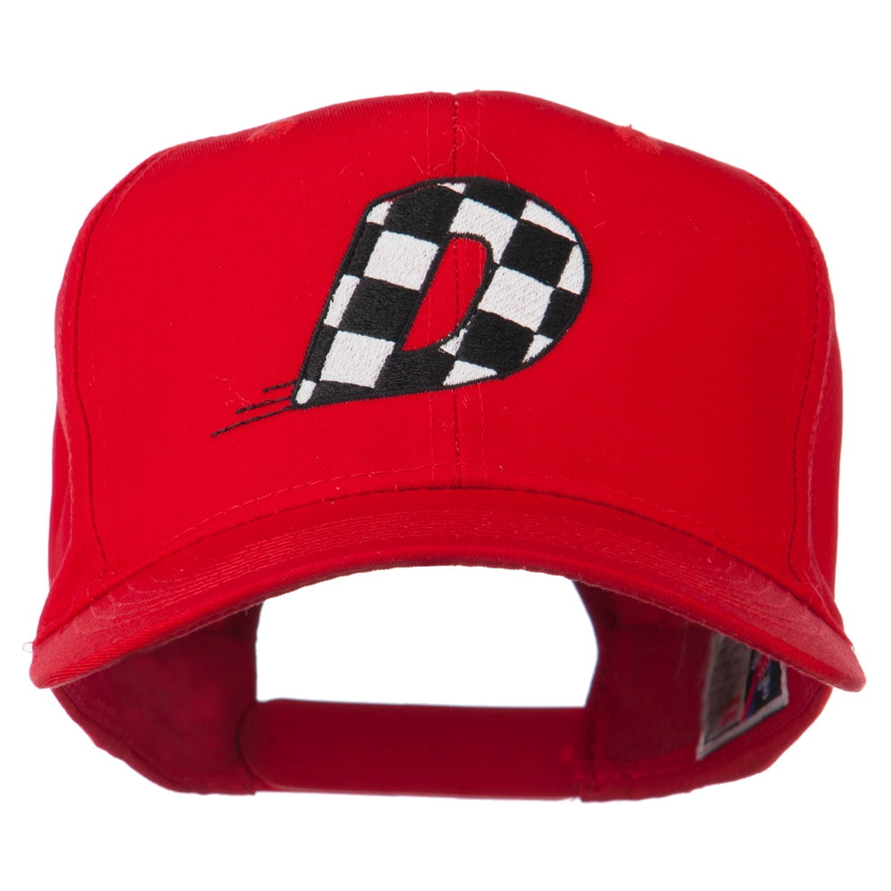 Checkered Flag Alphabet Embroidered Red High Profile Cap - D OSFM ...