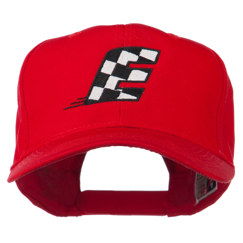 Checkered Flag Alphabet Embroidered Red High Profile Cap - E OSFM ...