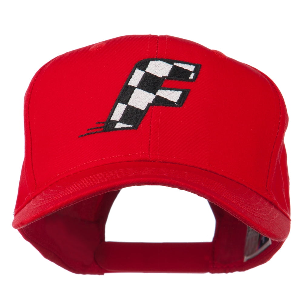 Checkered Flag Alphabet Embroidered Red High Profile Cap - F OSFM ...
