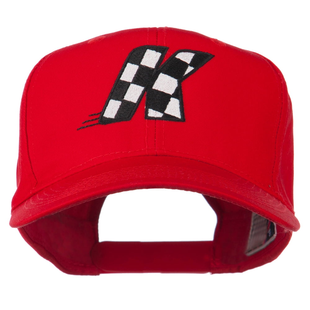 Checkered Flag Alphabet Embroidered Red High Profile Cap - K OSFM ...