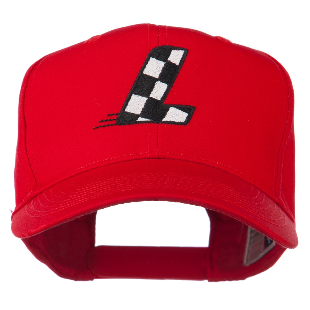 Checkered Flag Alphabet Embroidered Red High Profile Cap - L OSFM ...
