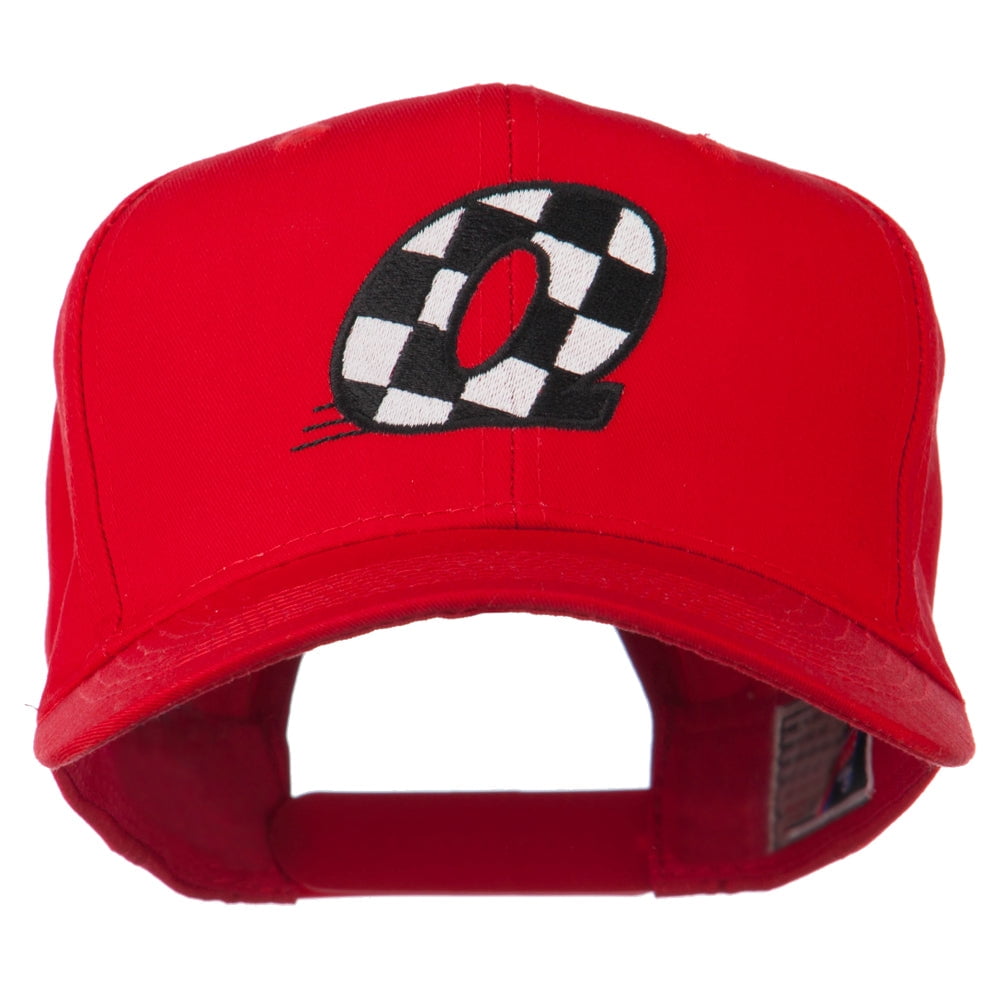 Checkered Flag Alphabet Embroidered Red High Profile Cap - Q OSFM ...