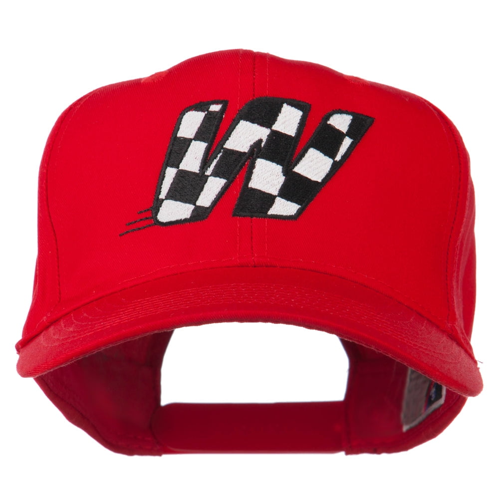 Checkered Flag Alphabet Embroidered Red High Profile Cap - W OSFM ...